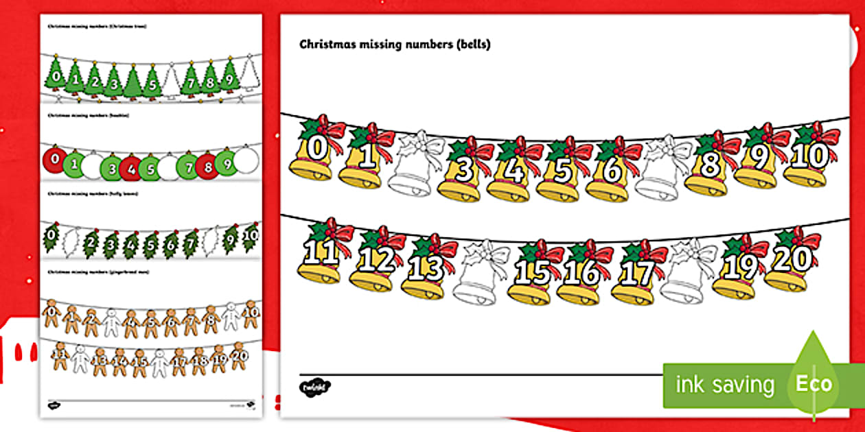 Christmas Missing Numbers (0-20) Activity - Twinkl