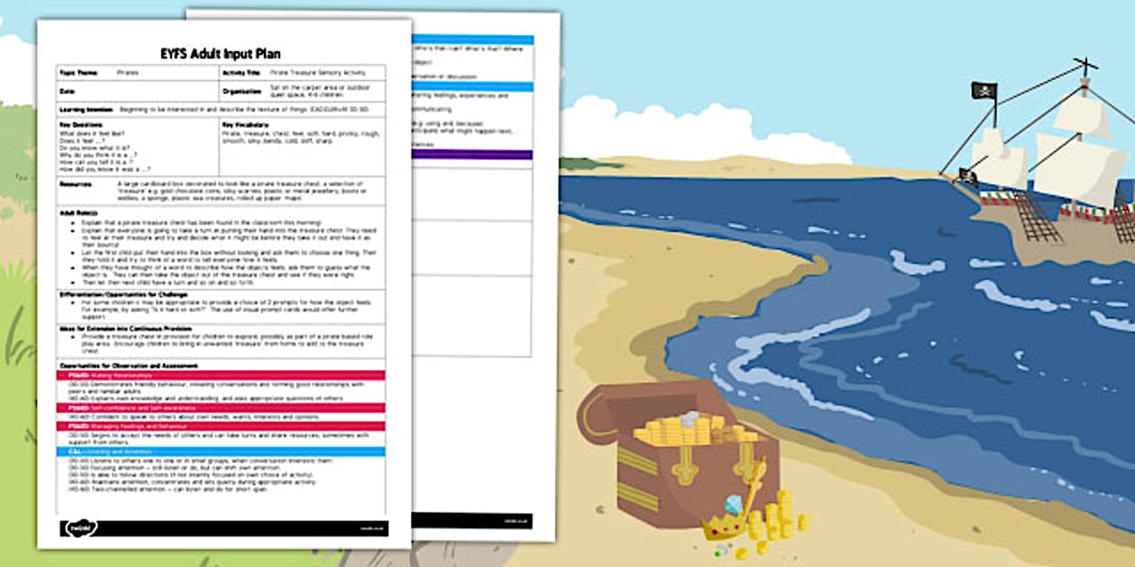 Pirate Treasure Sensory Activity EYFS Adult Input Plan - plan