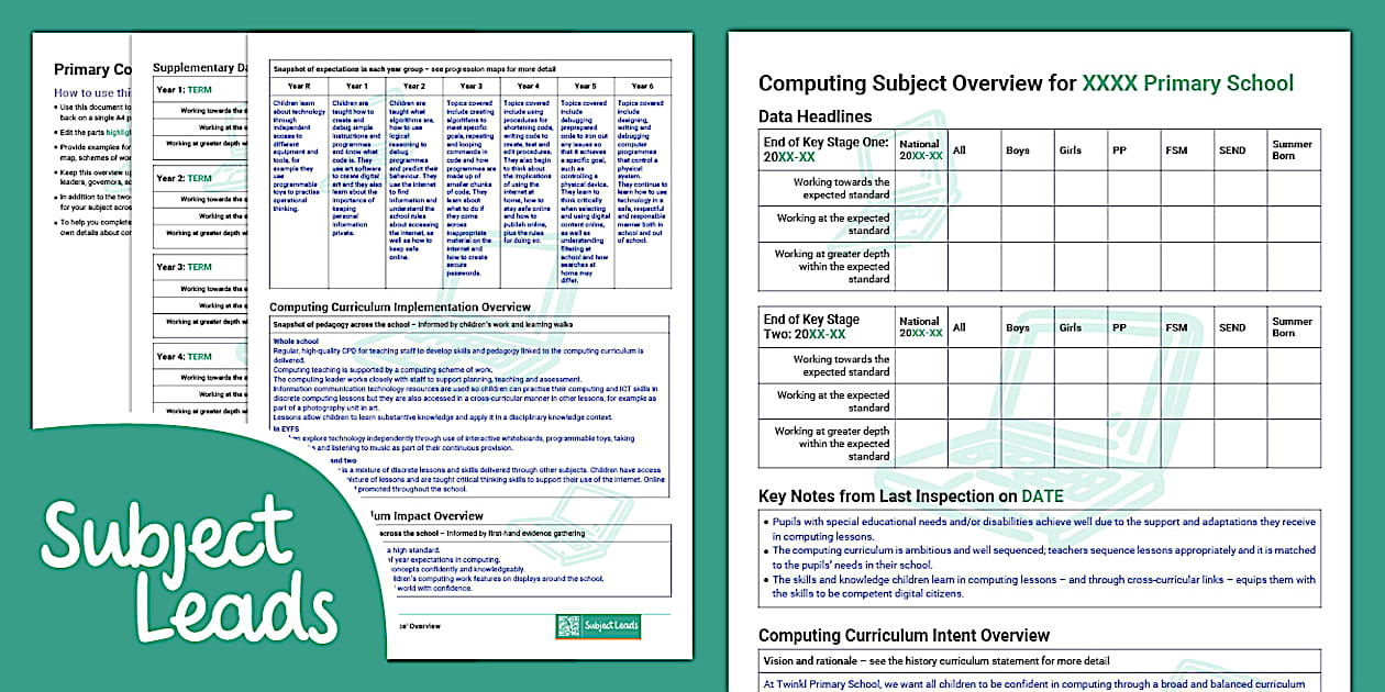 Primary Computing 'At a Glance' Overview - Twinkl