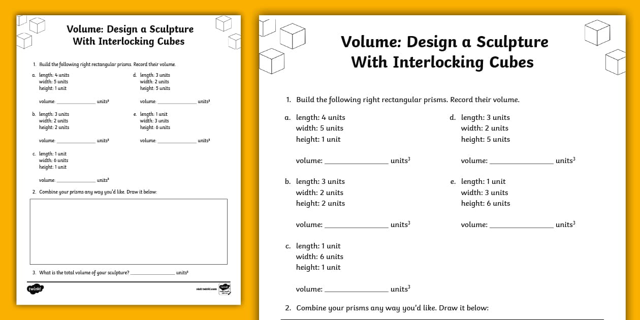Volume: Design a Sculpture With Interlocking Cubes Worksheet