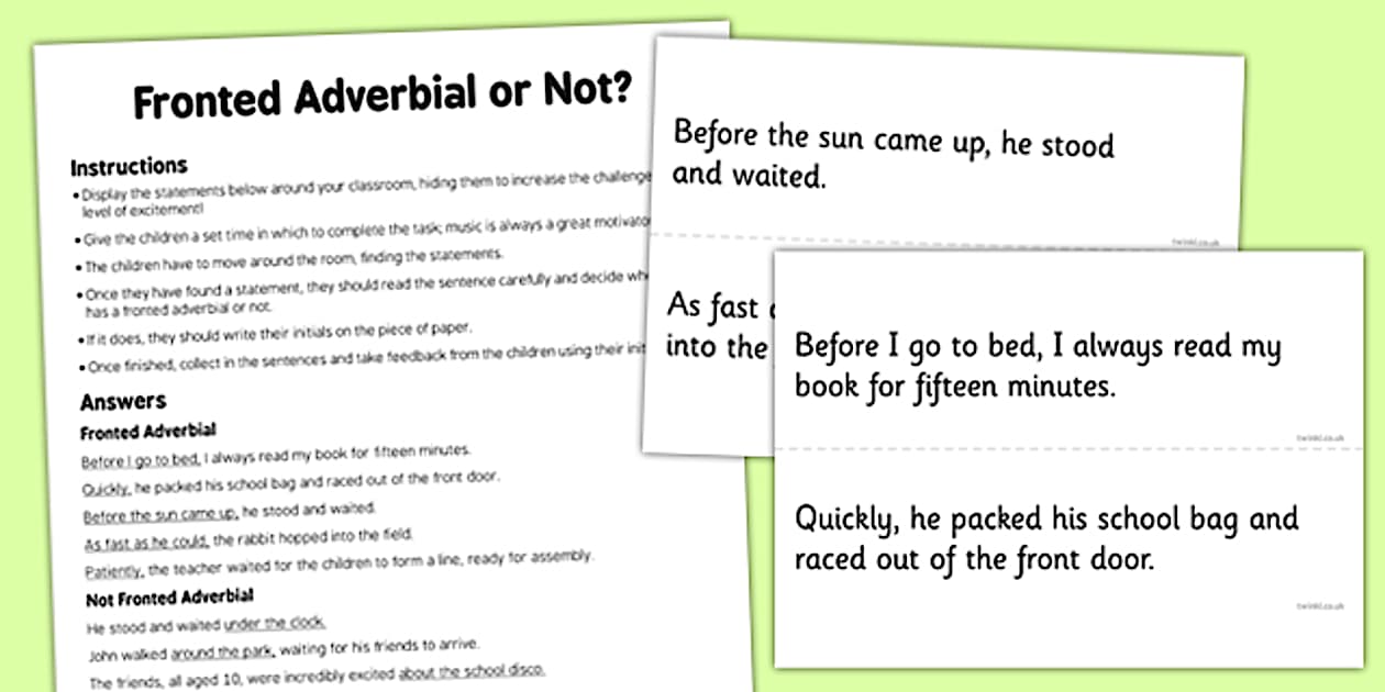Fronted Adverbial or Not Activity (teacher made) - Twinkl