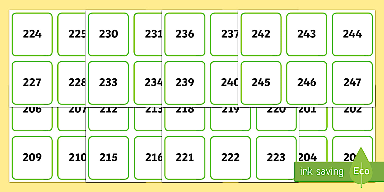 200-300 on Square Number Cards (teacher made) - Twinkl