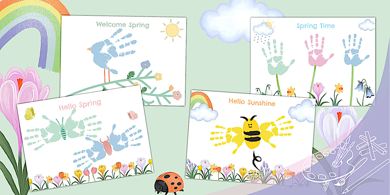 Spring Handprint Activity Posters Pack | Twinkl Art Gallery
