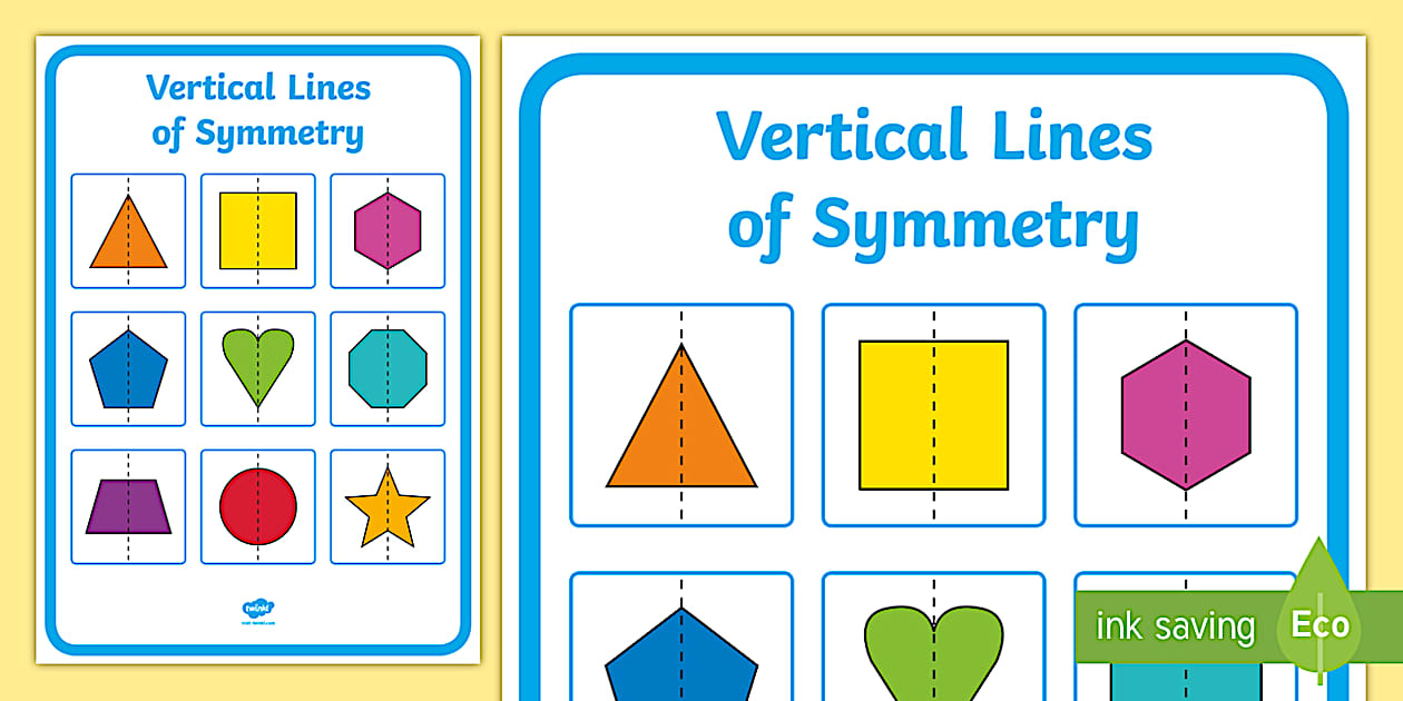 Cursive Vertical Lines of Symmetry Display Poster KS1 Year 2