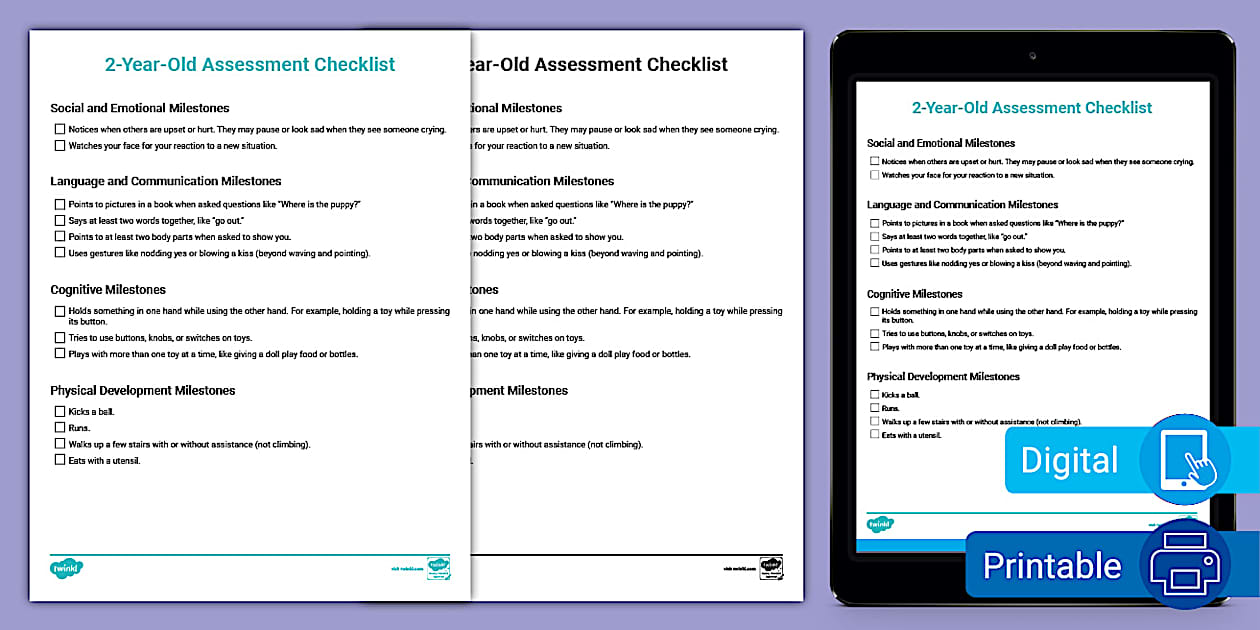 2-Year-Old Milestones Assessment Checklist (teacher made)