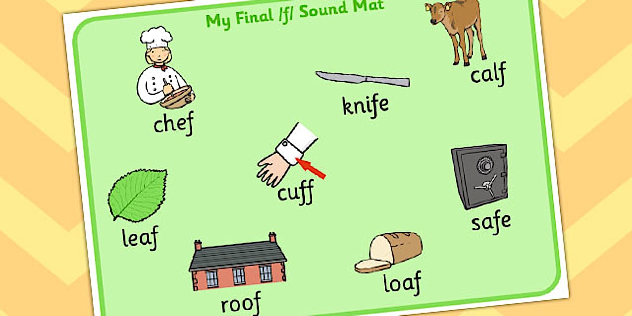 Black and White Final F Sound Word Mat - Twinkl