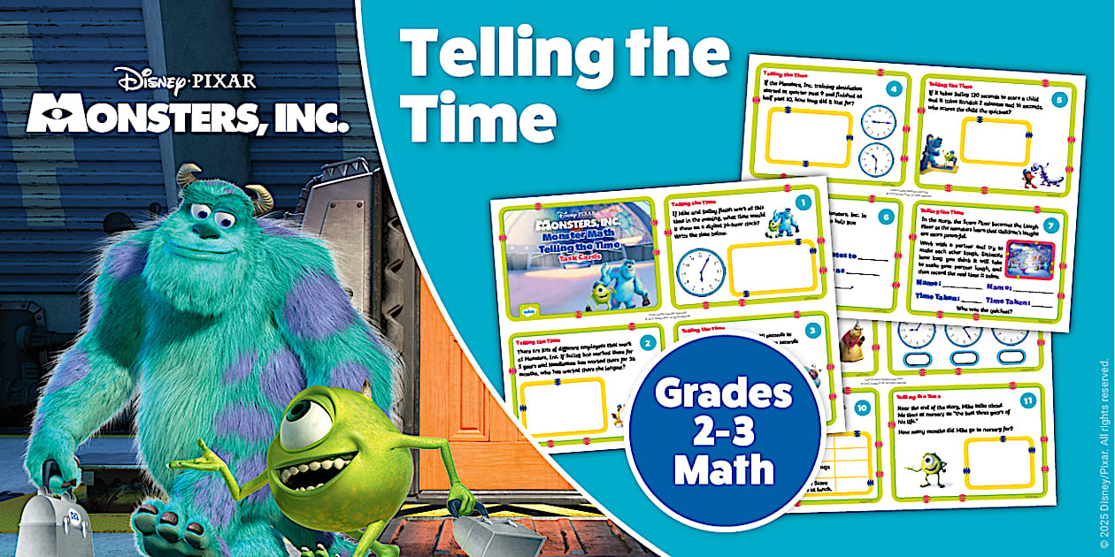 Monsters, Inc.: Monster Math — Telling the Time Task Cards