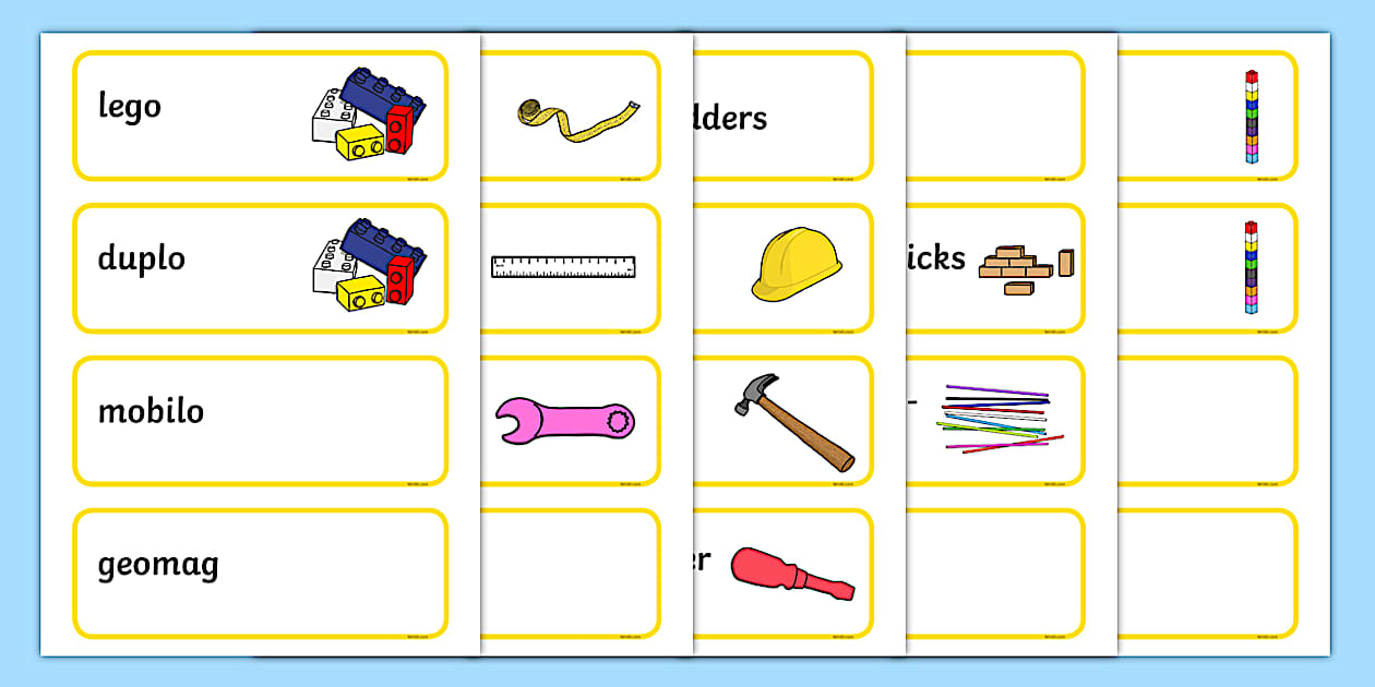 Yellow Themed Editable Construction Area Resource Labels