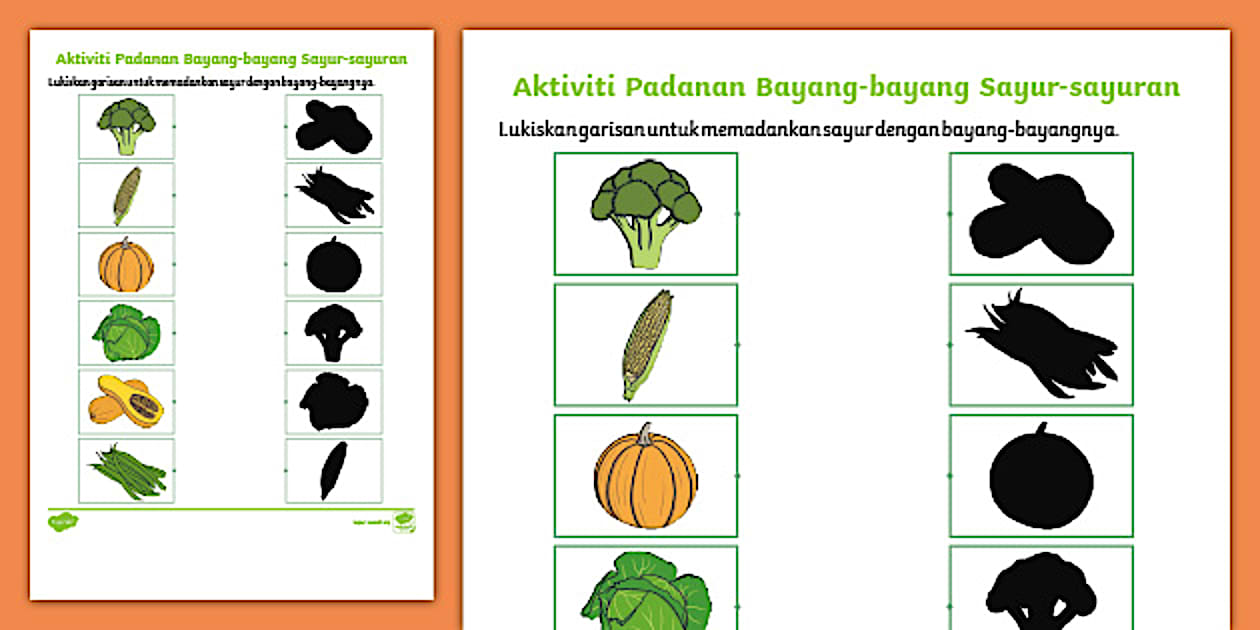 Aktiviti Padanan Bayang-bayang - Sayur-sayuran - Twinkl