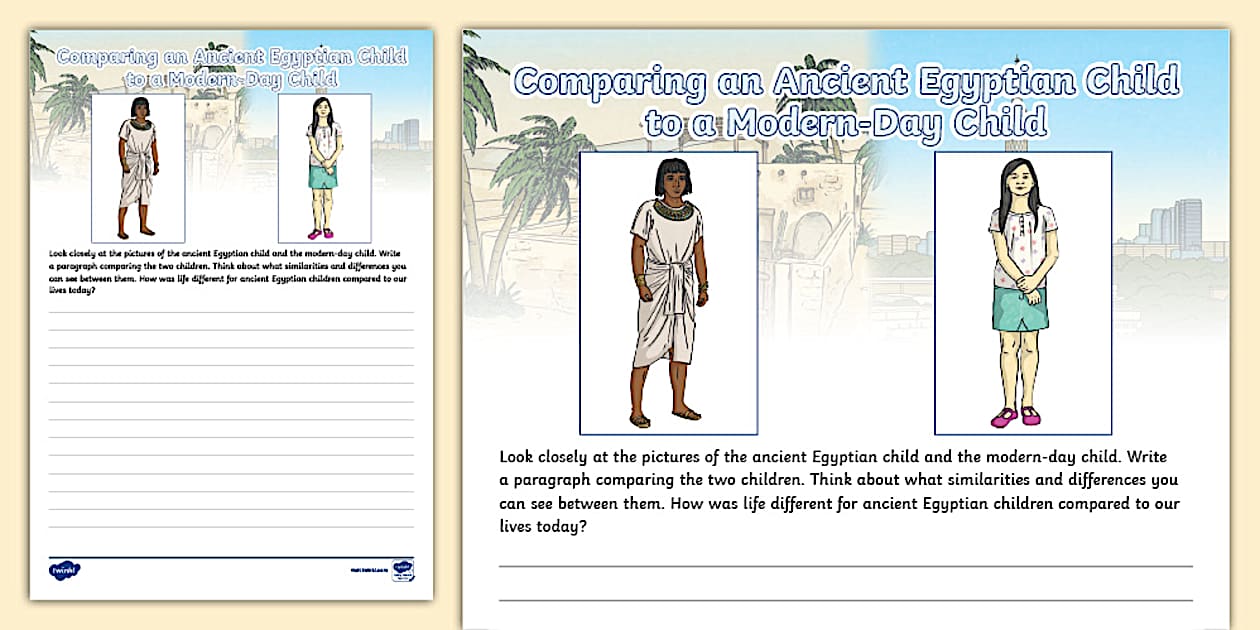 Comparing an Ancient Egyptian Child to a Modern-Day Child Worksheet
