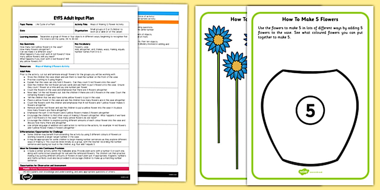 Black and White Ways of Making 5 Flower-Themed Activity EYFS Adult ...