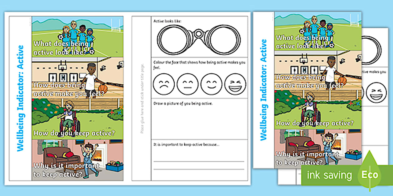 Black and White CfE First Level Wellbeing Indicator Active Flap Activity