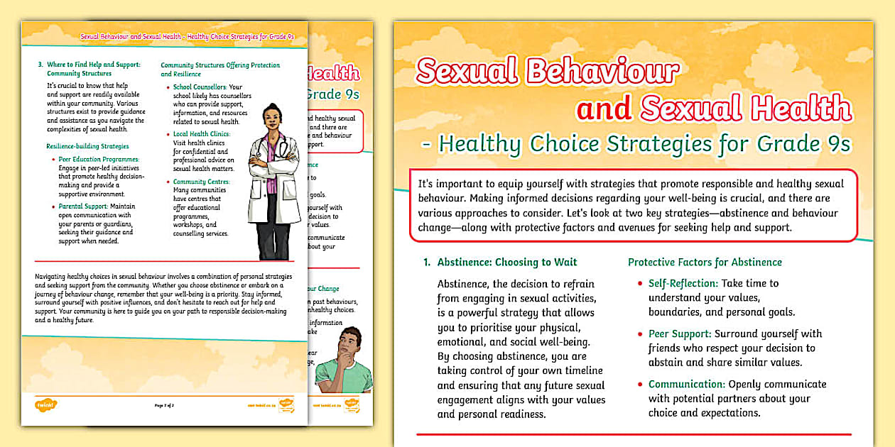 Sexual Behaviour and Sexual Health Healthy Choice Strategies