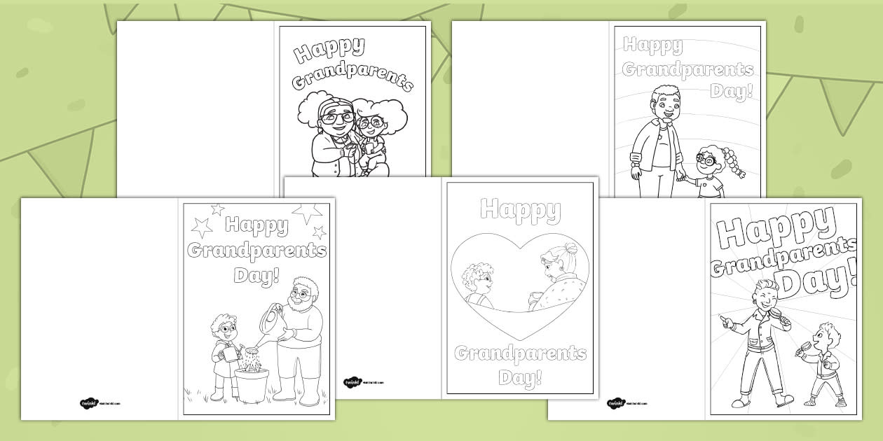 Happy Grandparents Day! Colouring Greetings Cards - Twinkl