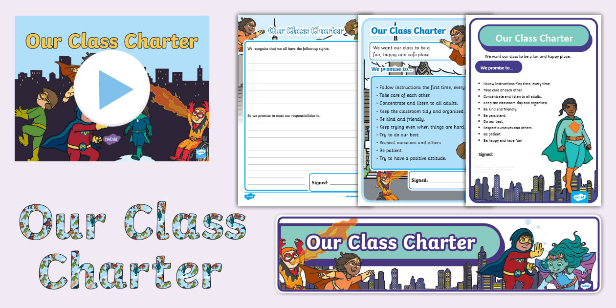 Our Class Charter Superhero-Themed Resource Pack - KS1
