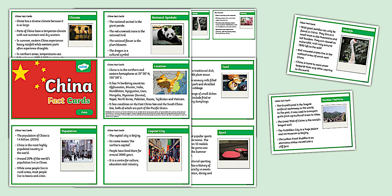KS2 China Fact Cards - Geography - Around the World - Twinkl