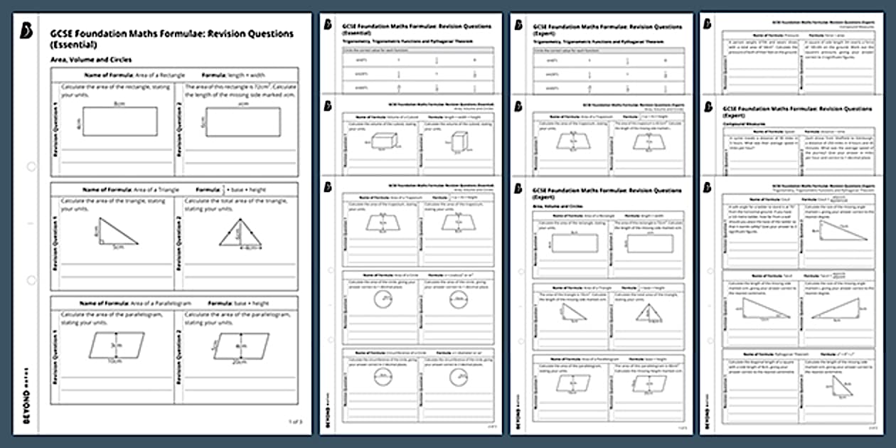 👉 GCSE Foundation Maths Revision Questions: Formulae