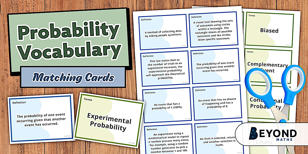 Probability Vocabulary Matching Cards - Learn Maths