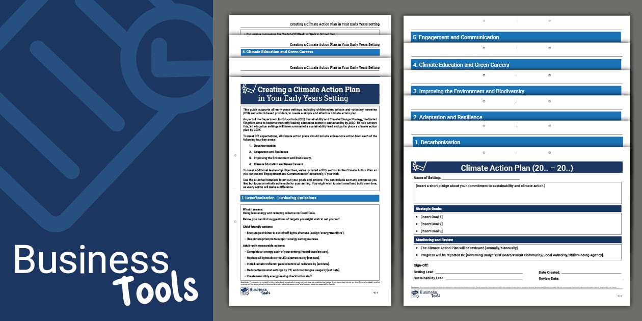 Climate Action Plan Template and Guidance for Early Years