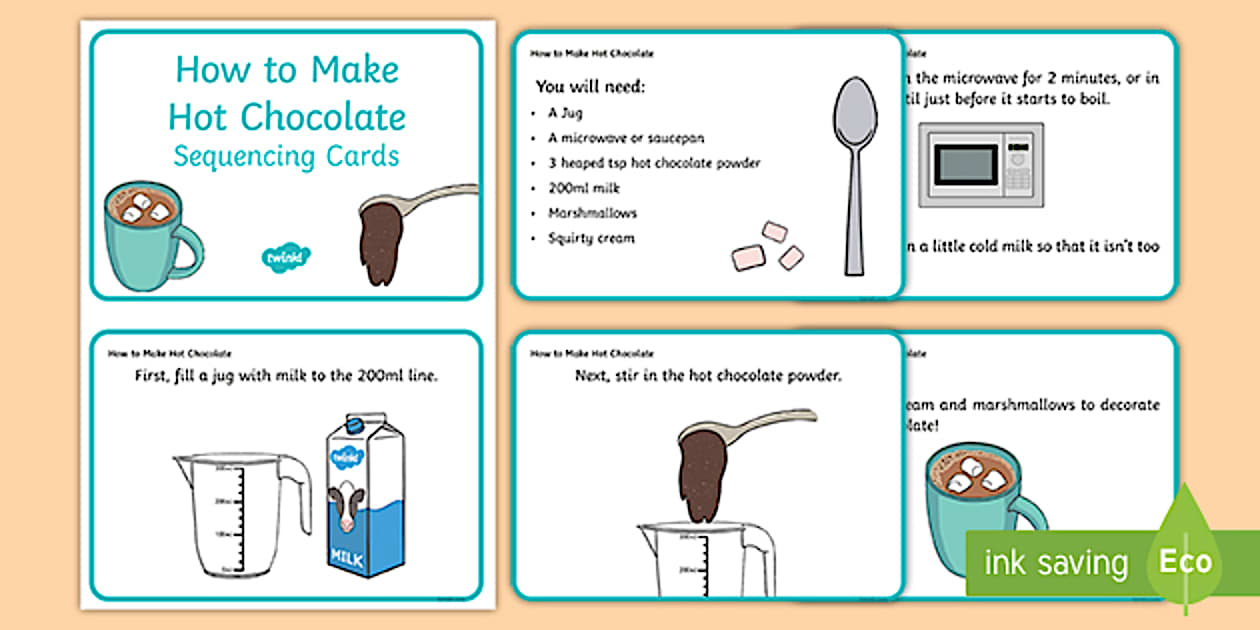 How to Make Hot Chocolate Sequencing Cards (Teacher-Made)