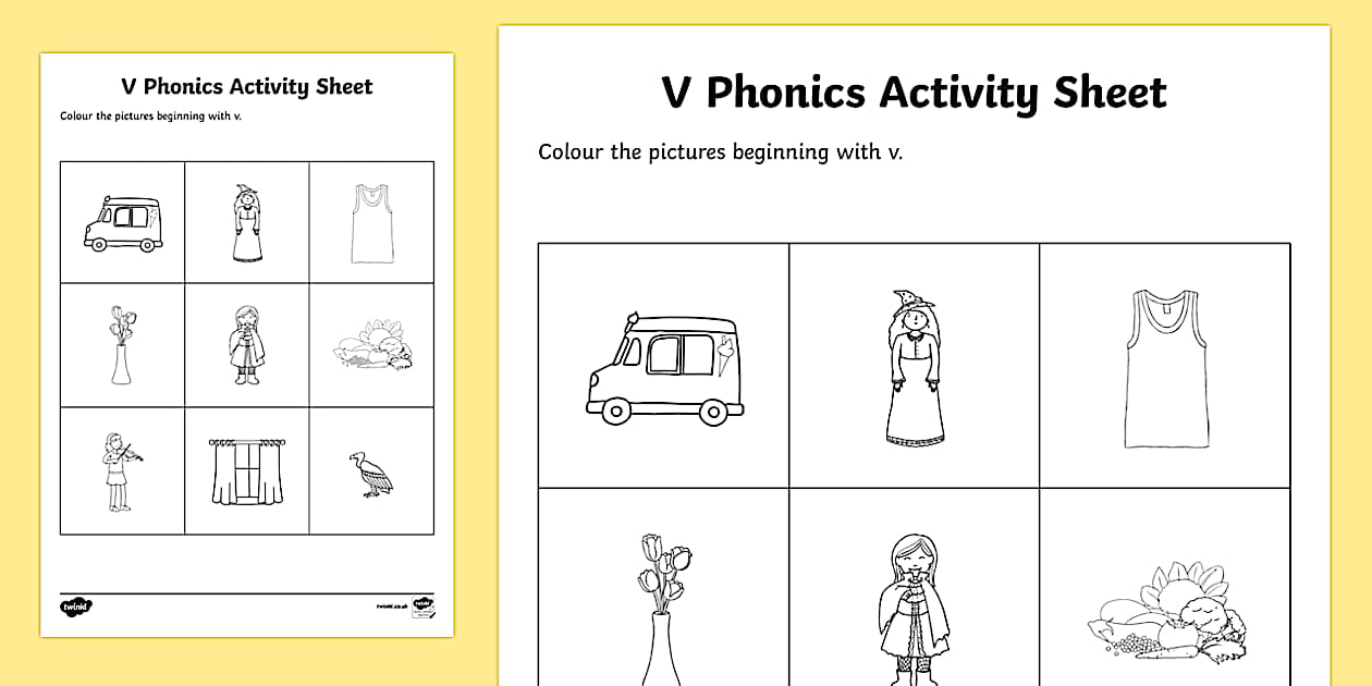 v Phonics Colouring Worksheet / Worksheet (teacher made)