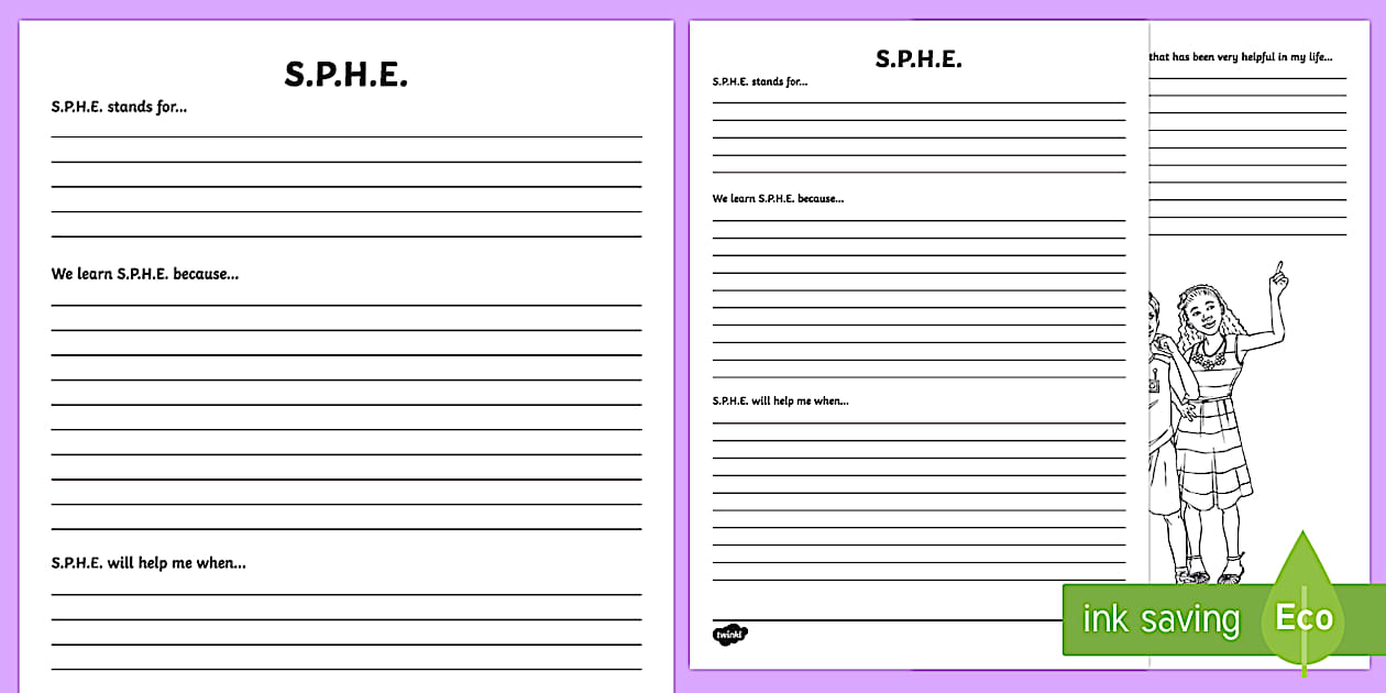 Editable S.P.H. E. Reflection Writing Template - Twinkl