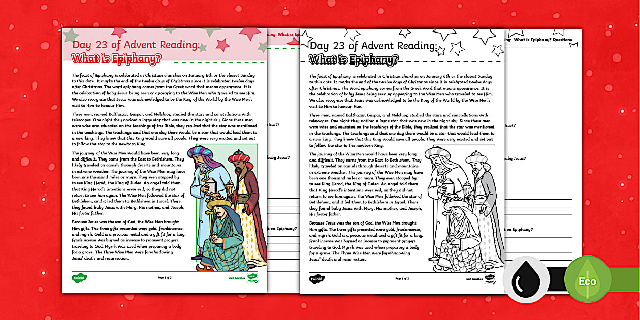Day 23 of Advent Reading: What is Epiphany? (teacher made)