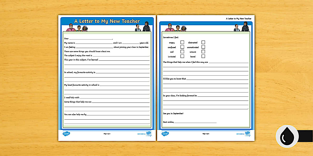 A Letter to My New Teacher Template (teacher made) - Twinkl