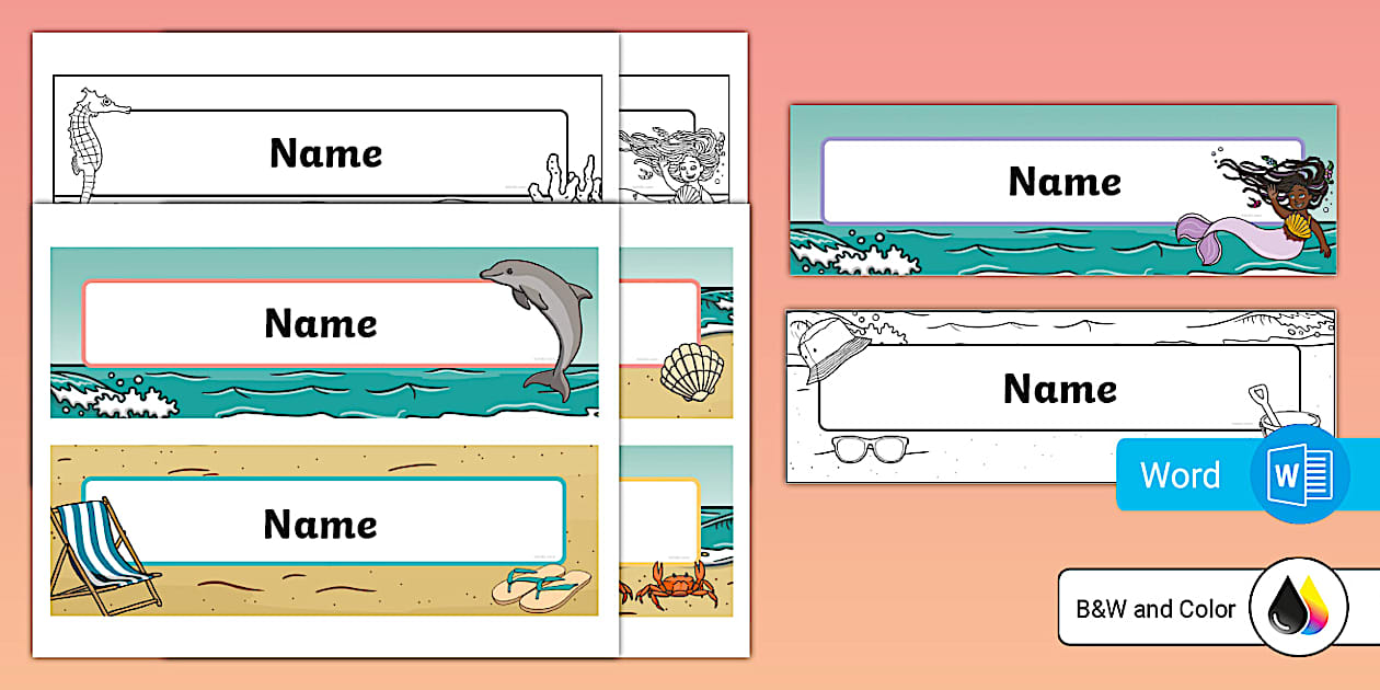 Editable Beach Name Tags for PreK Classrooms | Twinkl USA