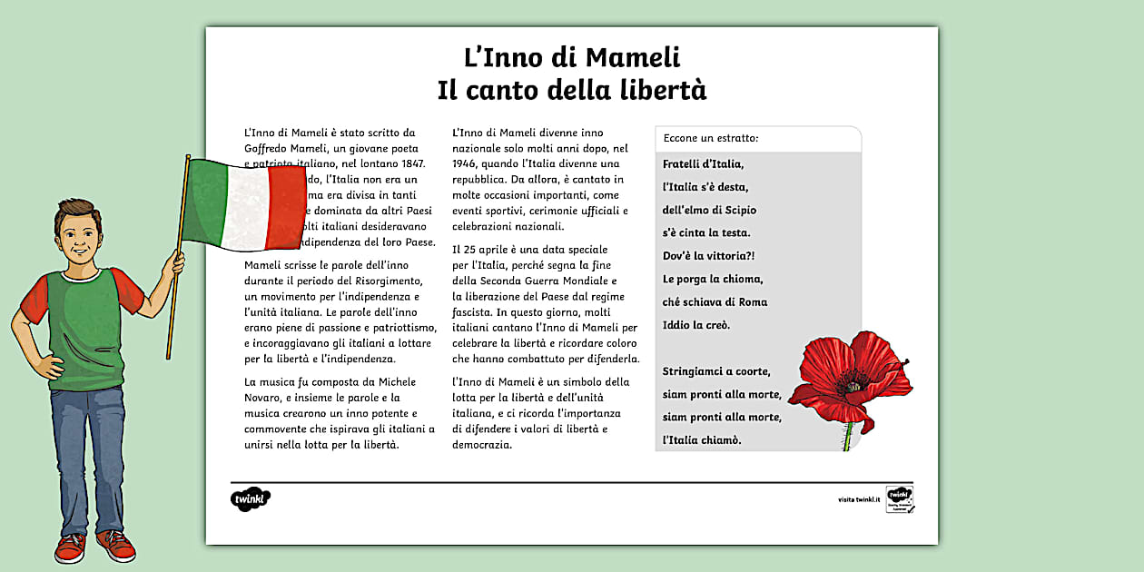 Spiegazione Inno di Mameli scuola primaria - Twinkl