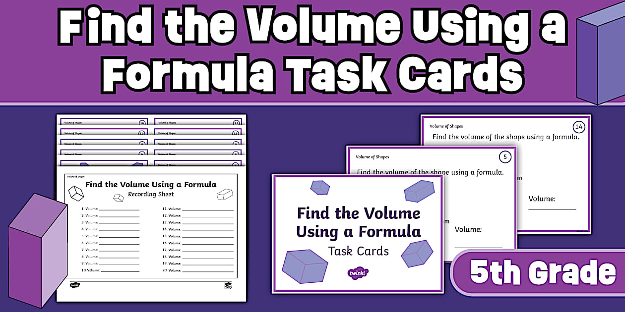 * NEW * Fifth Grade Find the Volume Using a Formula Task Cards