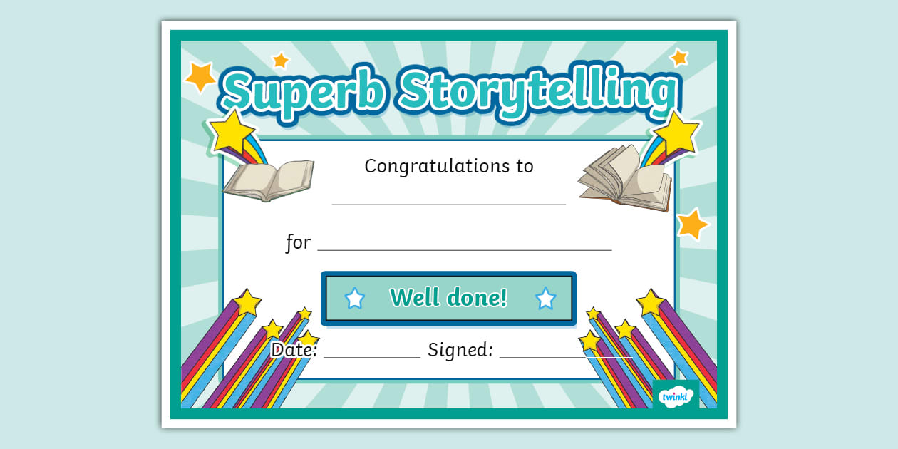 Superb Storytelling Certificate (teacher made) - Twinkl