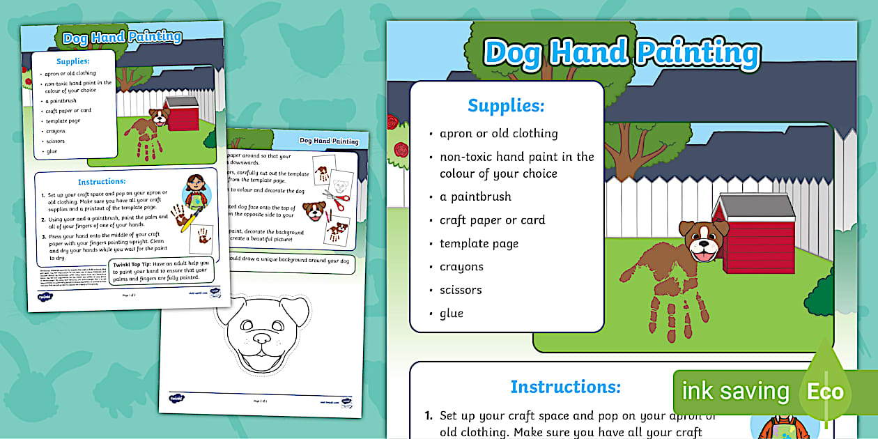 Dog Hand Painting Craft Instructions (teacher made) - Twinkl