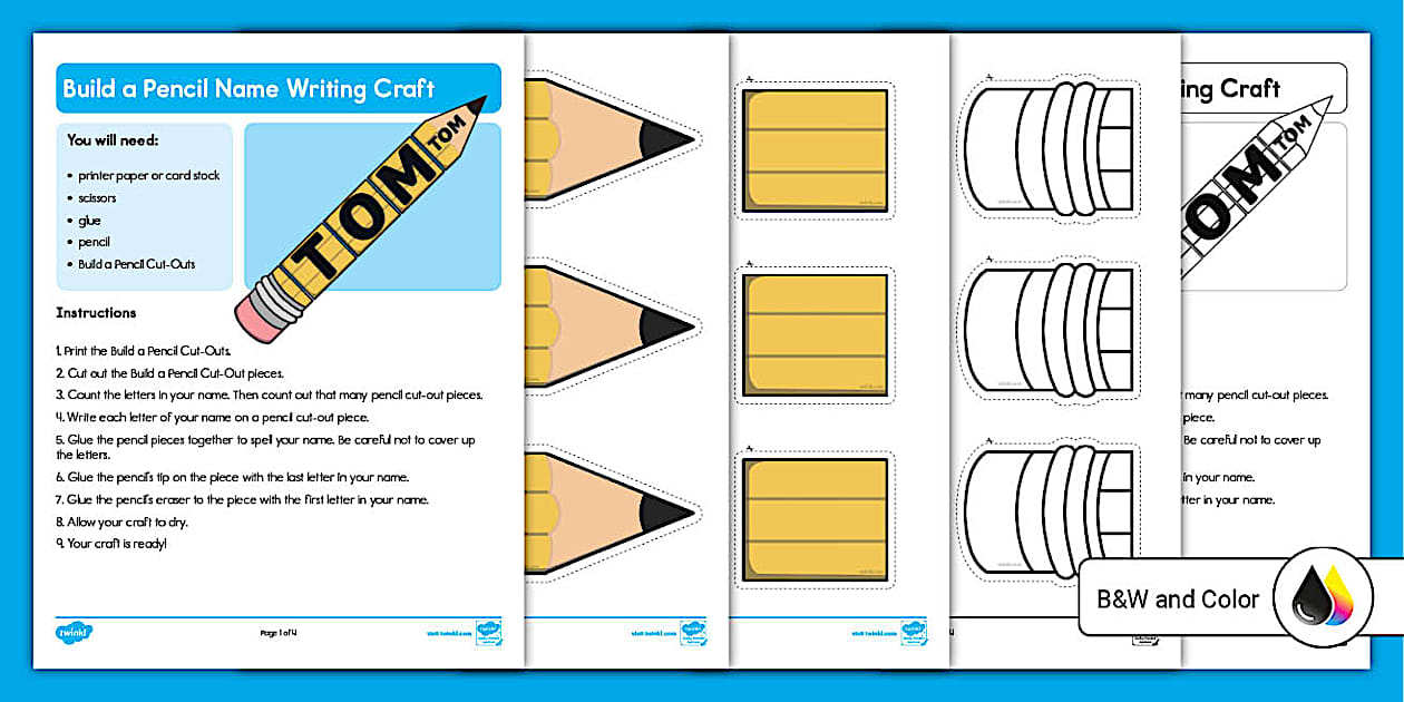 Build a Pencil Name Writing Craft for PreK | Twinkl USA