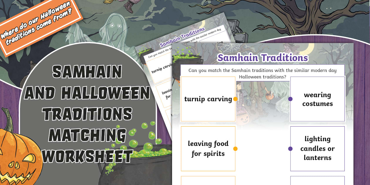 Samhain Traditions Matching Worksheet