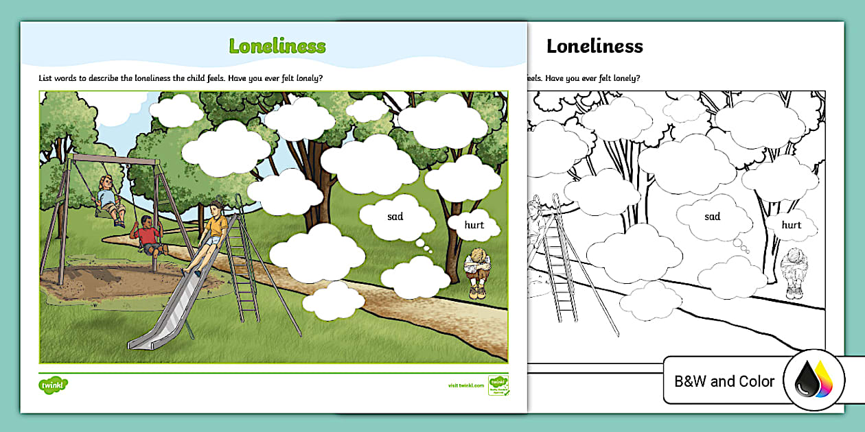 Words to Describe Loneliness Activity Sheet for 3rd-5th