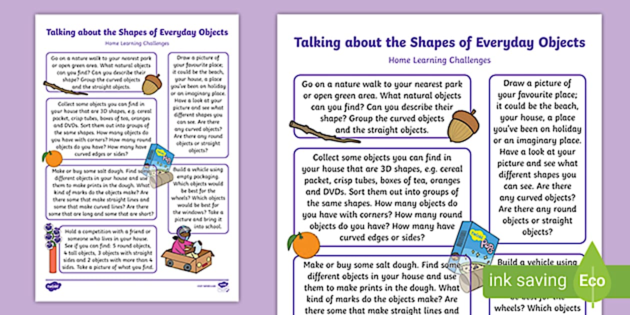 EYFS Maths: Beginning to Talk About the Shapes of Everyday Objects... Home