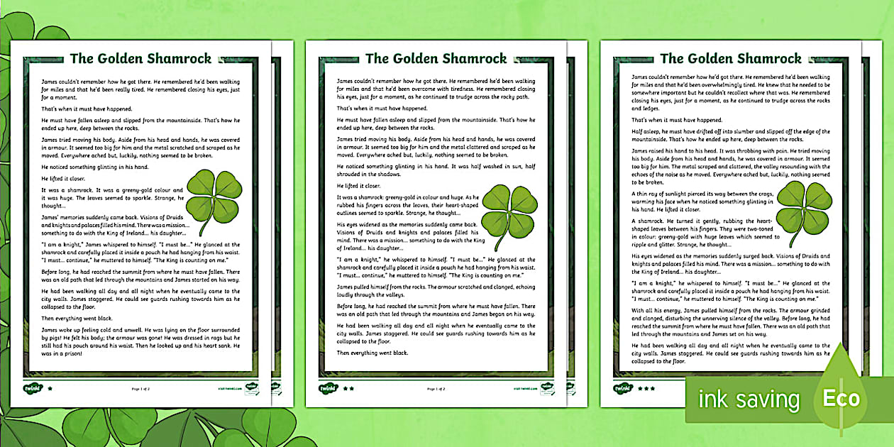 UKS2 The Golden Shamrock: A St. Patrick's Day Story Differentiated Story