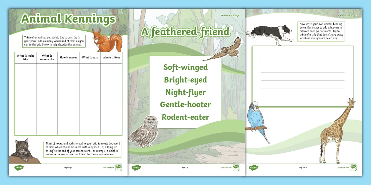 Animal Kenning Poems Examples and Templates (Teacher-Made)