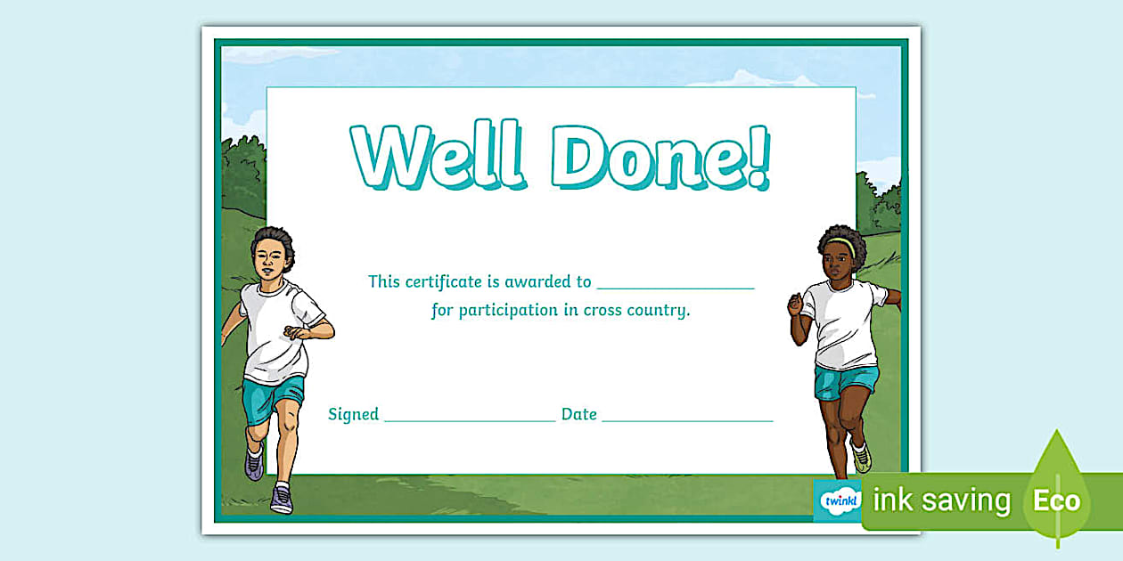 Cross Country Certificate - Twinkl - KS2 - Twinkl