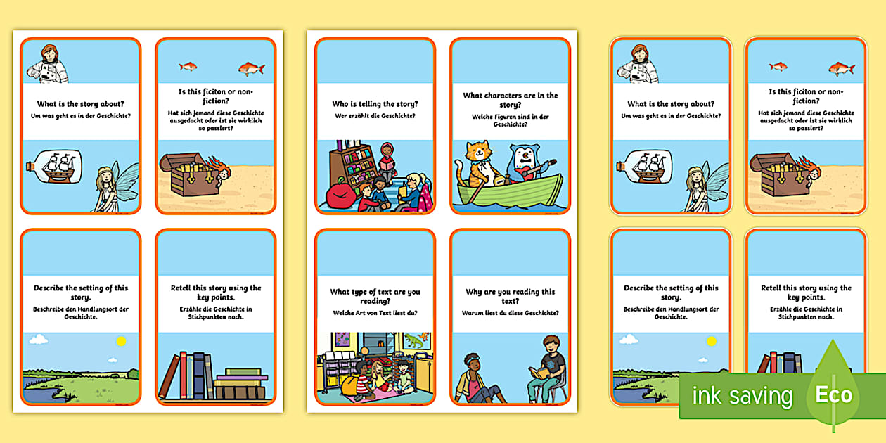 Reading Comprehension Prompt Cards English/German - Twinkl