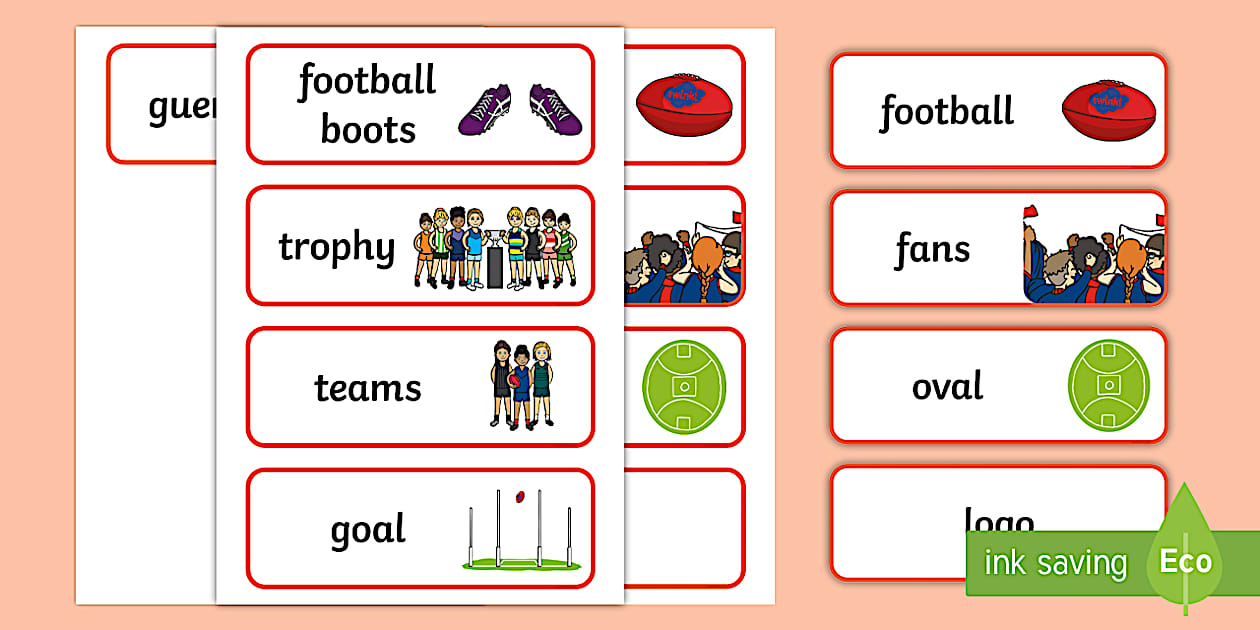 Women's Australian Rules Football Word Cards