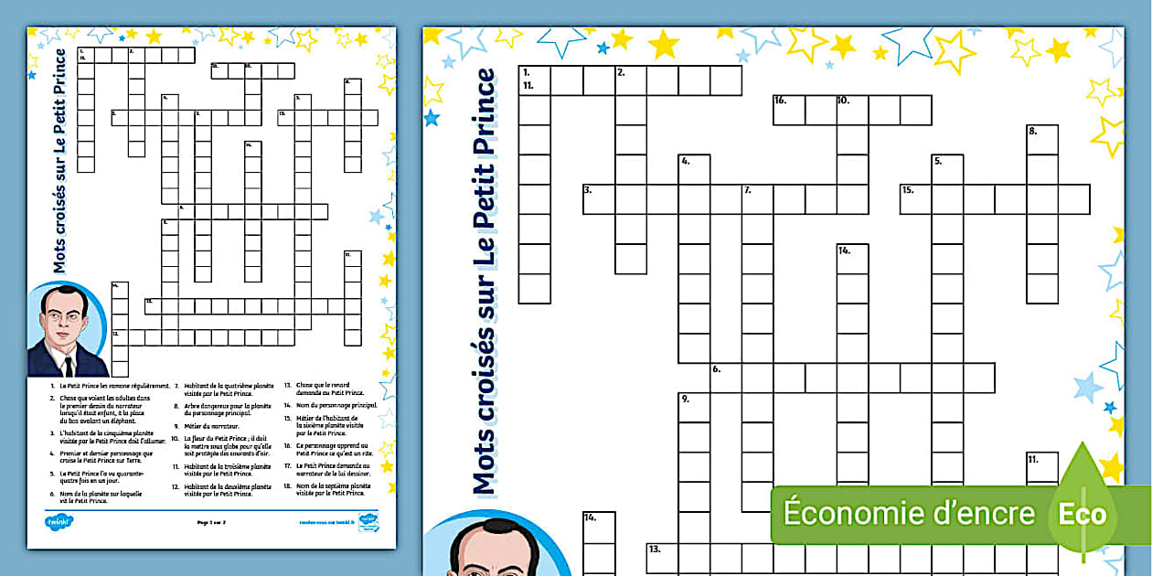 Mots croisés sur Le Petit Prince