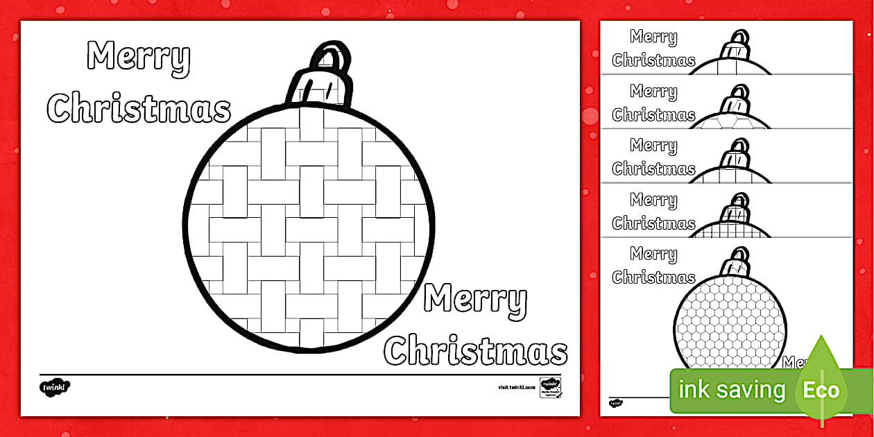 Christmas Bauble Mosaic Colouring Pages