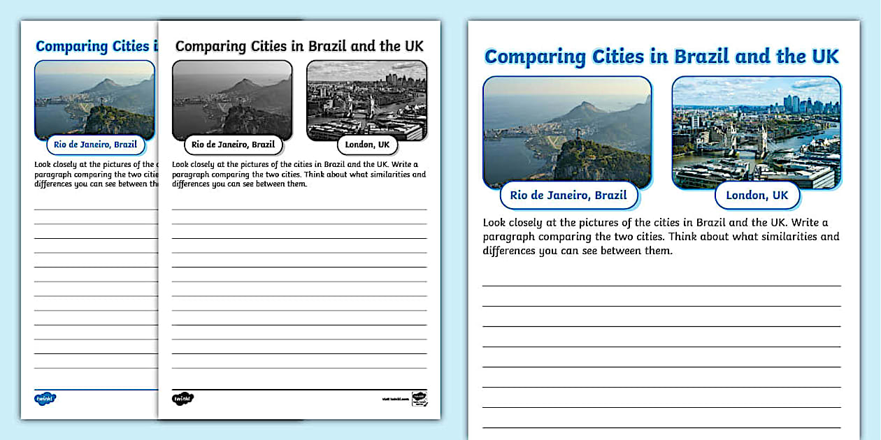 Comparing Cities of Brazil and the UK Worksheet - Twinkl
