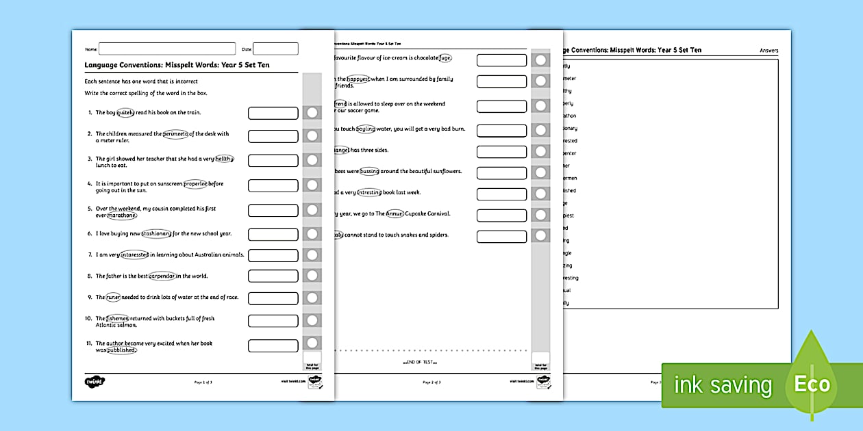NAPLAN Style Language Conventions Set Two Year 5 Exam Questions Pack