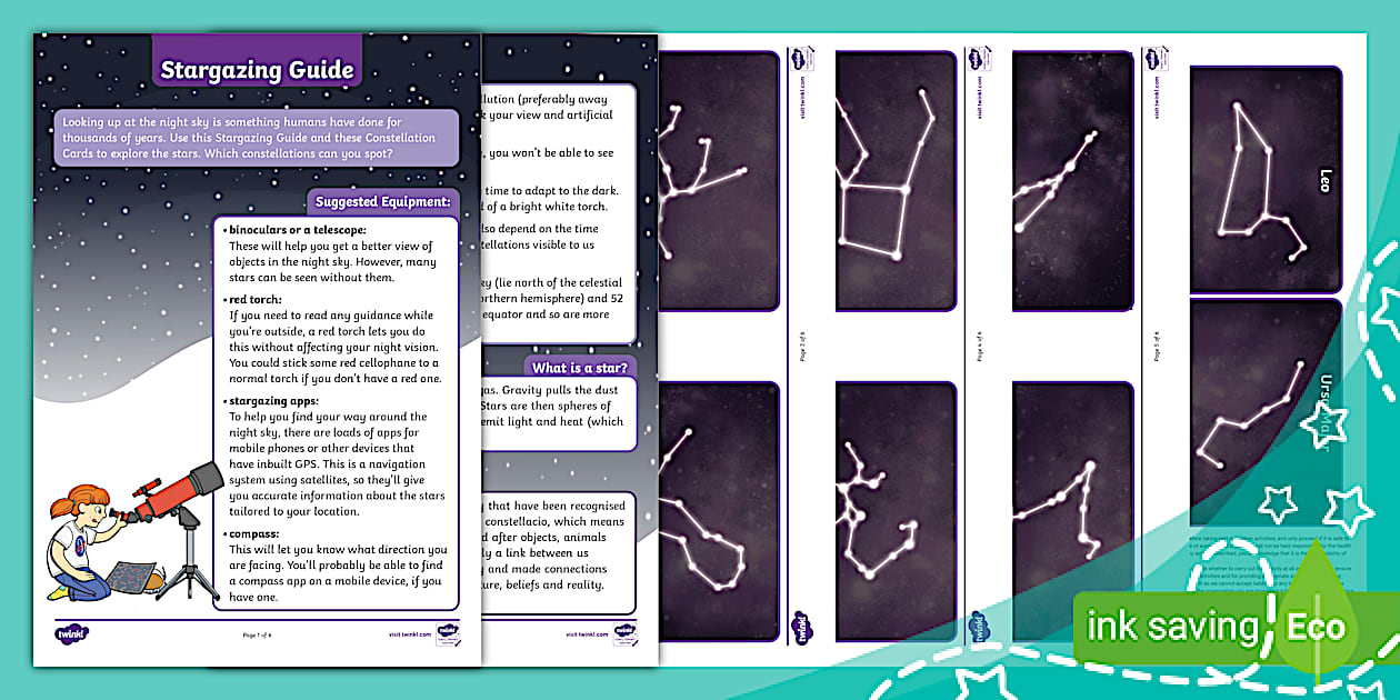 Stargazing Guide and Constellation Cards - Twinkl