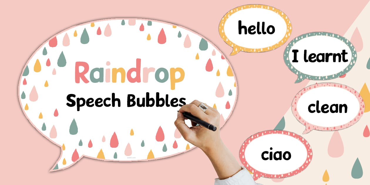 Raindrop-Theme Speech Bubble Display Cut-Outs - Twinkl