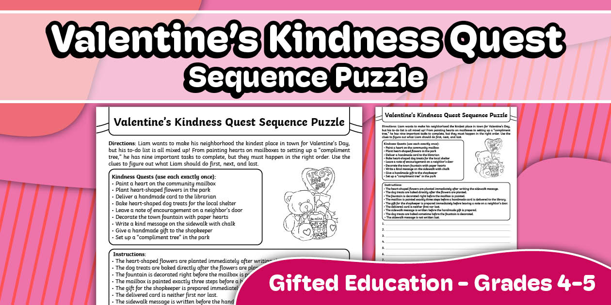 Valentine’s Kindness Quest Sequence Puzzle