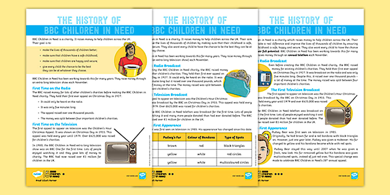 FREE! - BBC Children in Need History Reading Activity